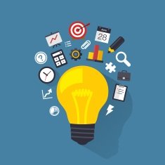 Light bulb with flat icons free image download