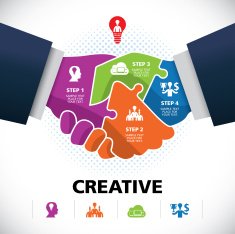 Infographic Template with businessman handshake jigsaw N2 free image ...