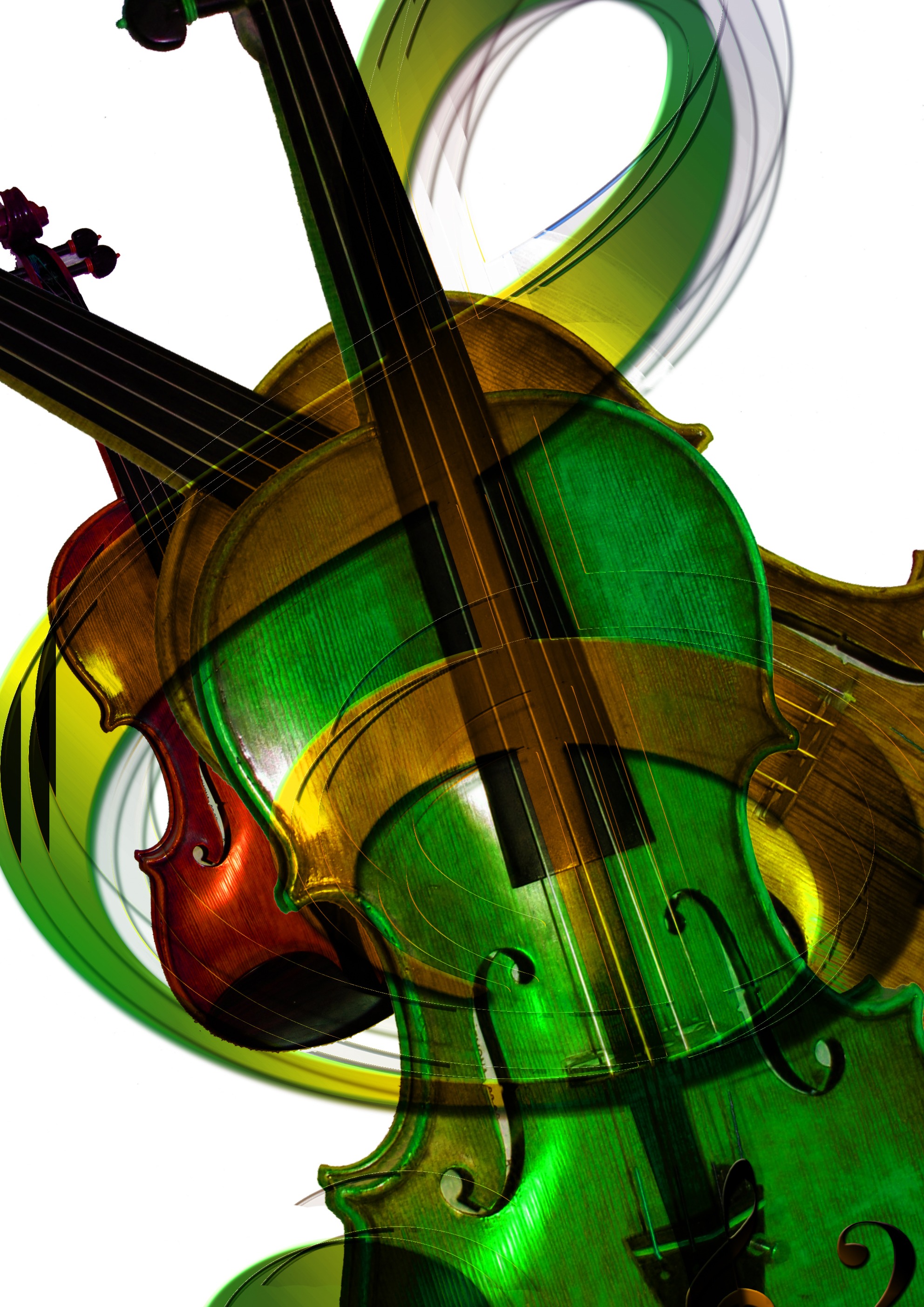 Colorful violins, illustration free image download