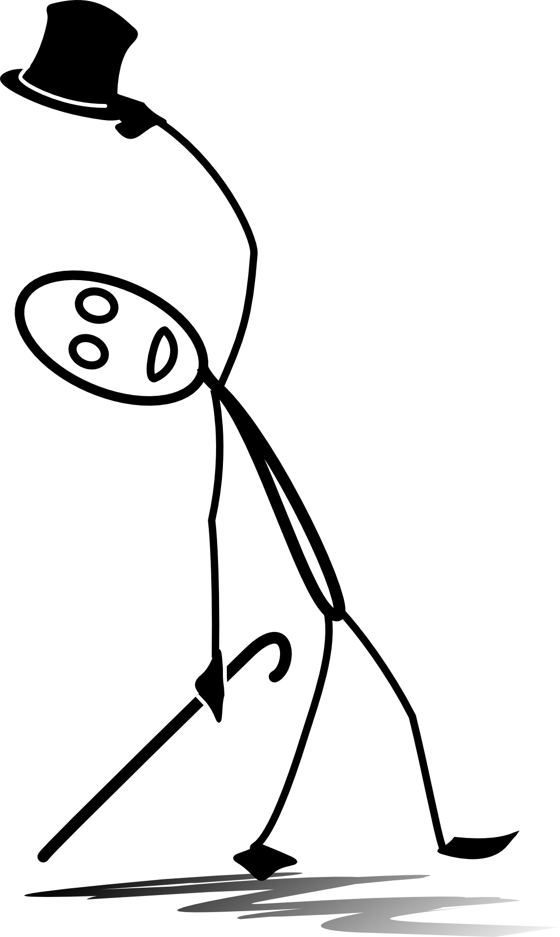 Stickman drawing with hat and walking stick free image download