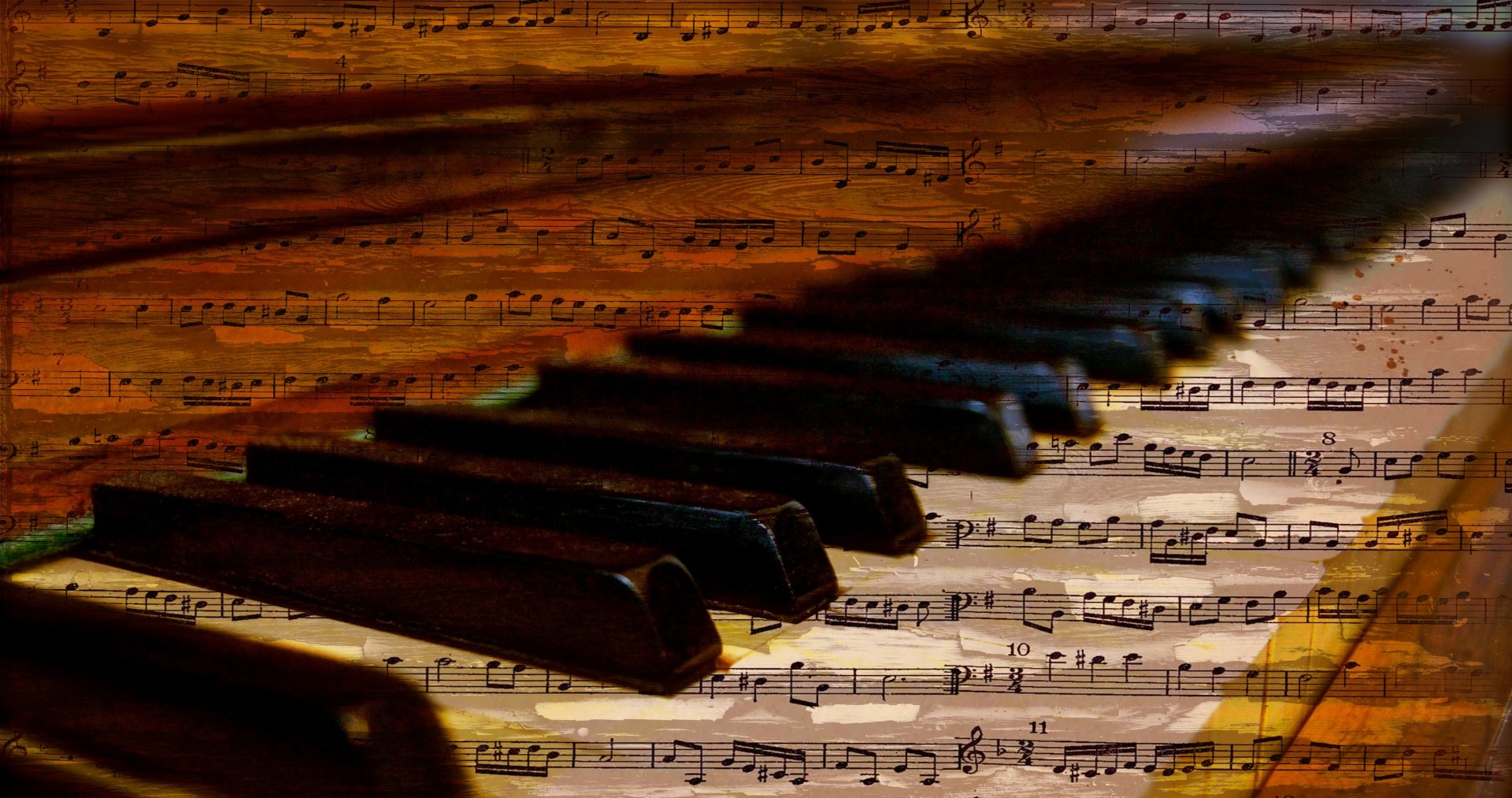 Piano keys with note signs, digital art free image download
