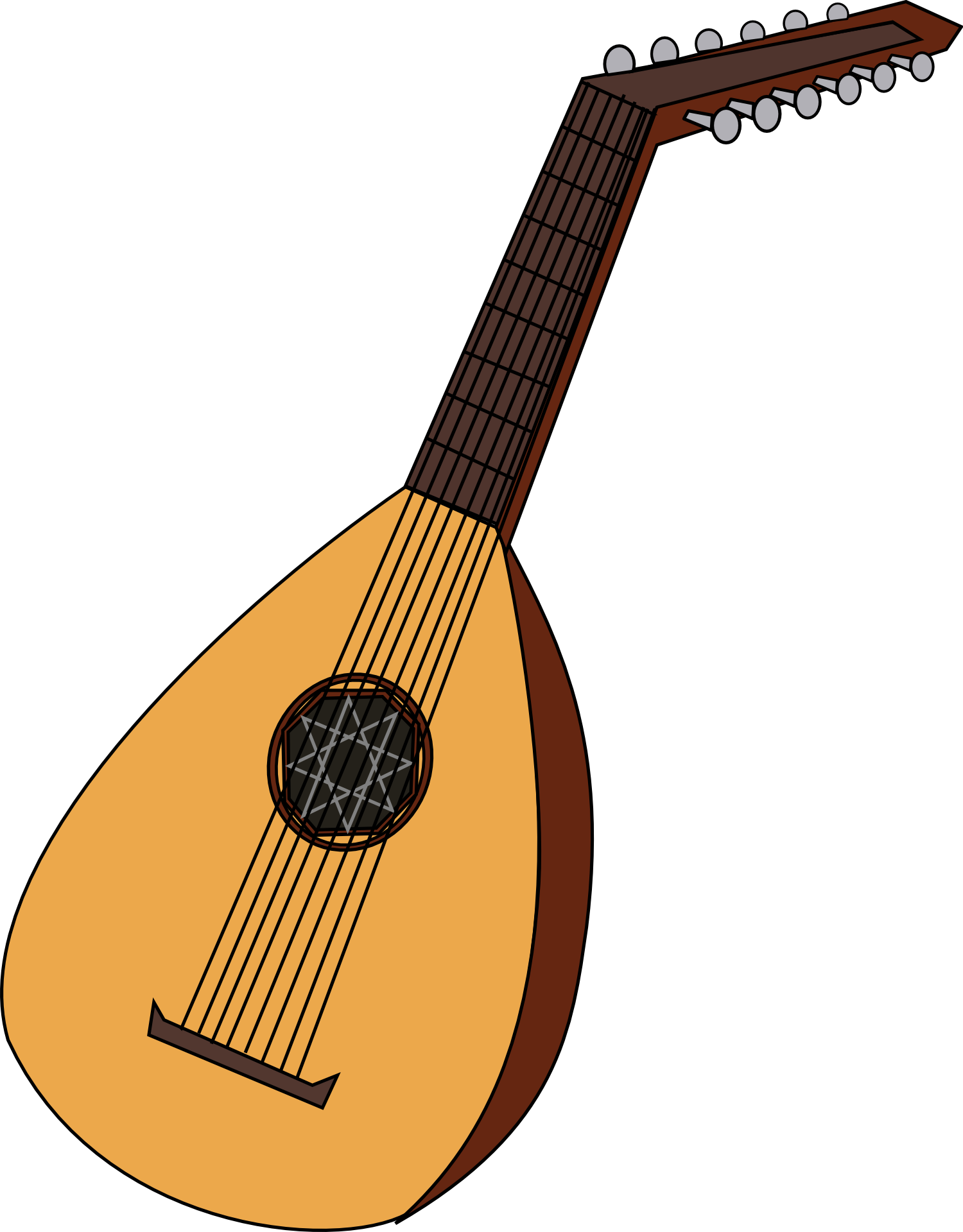 Lute, classical musical instrument, drawing free image download