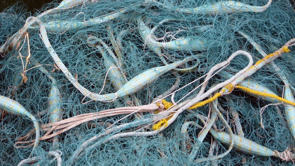 Blue fishing nets with floats free image download