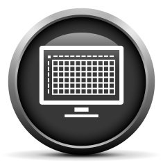 Computer icon on a round button N64 free image download