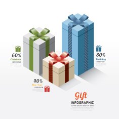 Modern gift box infographics elements Design Vector free image download