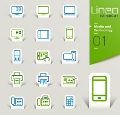 Lineo Papercut - Media and Technology outline icons free image download