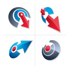 Three-dimensional graphic elements collection with simple arrows free ...