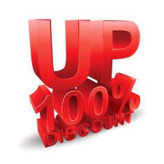 100 percent discount on white background free image download