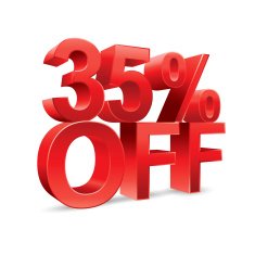 35 percent off Promotional discount on white background free image download