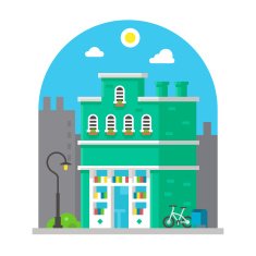Shop front facade flat design free image download
