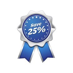 Save 25 Percent Blue Vector Icon Design free image download