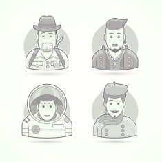 Detective rock star astronaut artist icons Character person ...