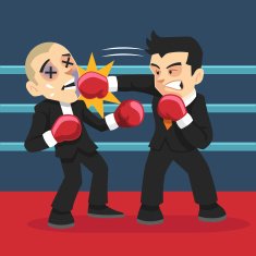 Businessman fighting Vector flat illustration free image download