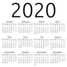 Simple vector calendar 2020 free image download