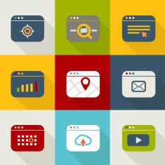 Different web browser icons set vintage style N2 free image download