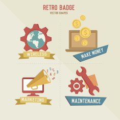Retro marketing business icons vector free image download