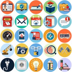 Vector Flat Circle Icons Pack free image download