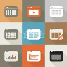 Different web browser icons set vintage style N4 free image download