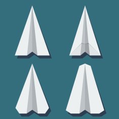 Origami airplane set in flat style free image download