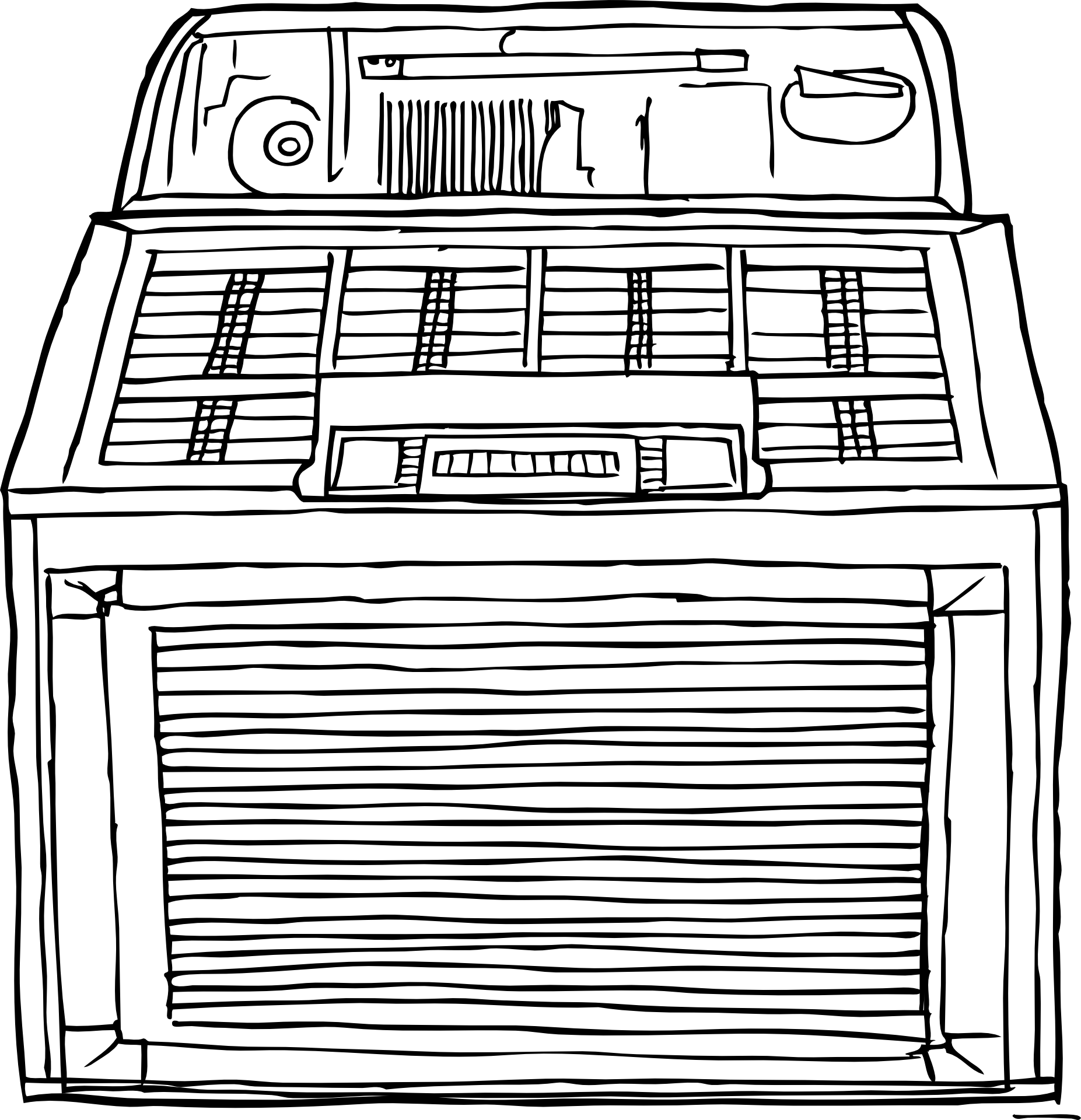 Black and white drawing of the music box free image download