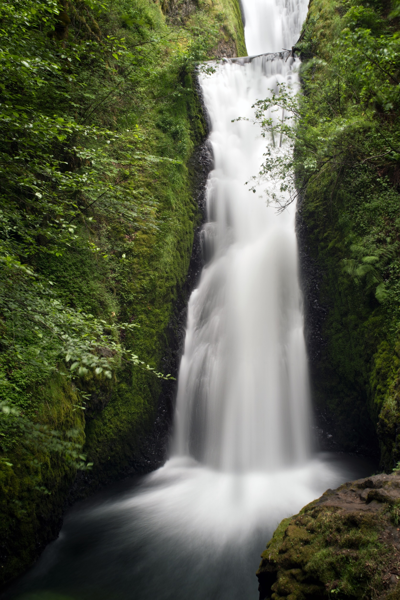Waterfall on a green cliff free image download