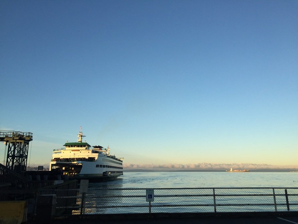 Big white ferry in washington port free image download