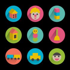 Collection of colorful children flat icon N2 free image download