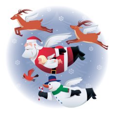 Winged santa claus and friends free image download