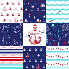 Set of nautical patterns free image download