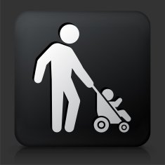 Black Square Button with Father & Baby free image download