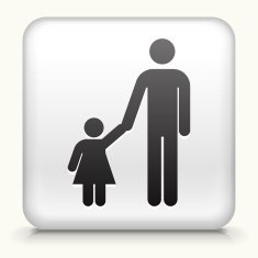 White Square Button with Father & Daughter Icon free image download