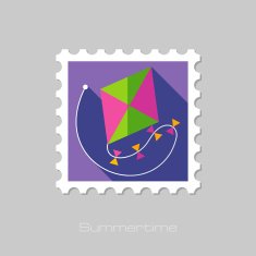 Kite flat stamp with long shadow free image download