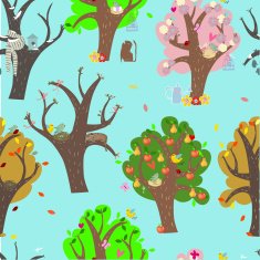 Seamless pattern with seasonal trees free image download