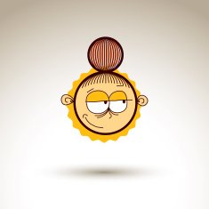 Vector hand drawn skeptic girl with fashionable hairdo free image download