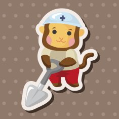 Animal monkey worker cartoon theme elements N14 free image download