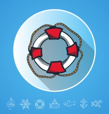 Funny cartoon doodles lifebuoy free image download