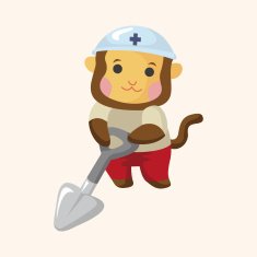 Animal monkey worker cartoon theme elements N17 free image download