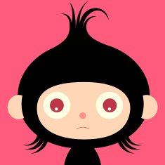Serious hairy character stare illustration free image download