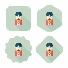 Winning boy flat icon with long shadow eps10 N14 free image download