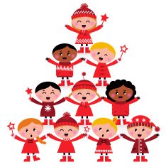 Christmas multicultural kids Tree isolated on white free image download
