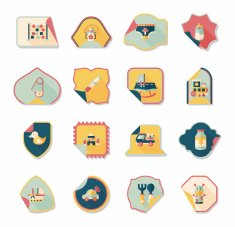 Baby sticker banner design flat background set eps10 N2 free image download