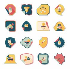 Baby sticker banner design flat background set eps10 N6 free image download