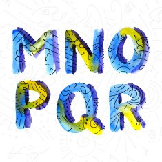 Wector watercolor hand-draw colorful alphabet N3 free image download