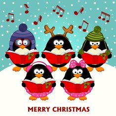 Christmas choir penguins free image download