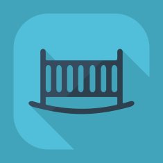Flat modern design with shadow rocking crib free image download