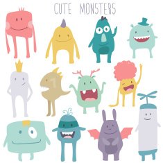 Vector cute monsters set collection free image download