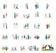 Couple and family flat figures free image download