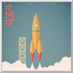 Retro Flat Design Rocket Start Space Stars Background Vector ...
