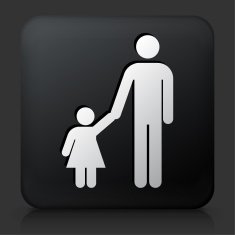 Black Square Button with Father & Daughter Icon free image download