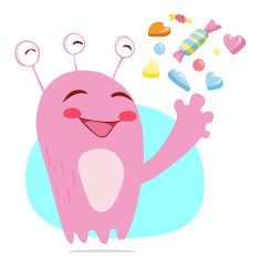 Funny monster with sweets free image download